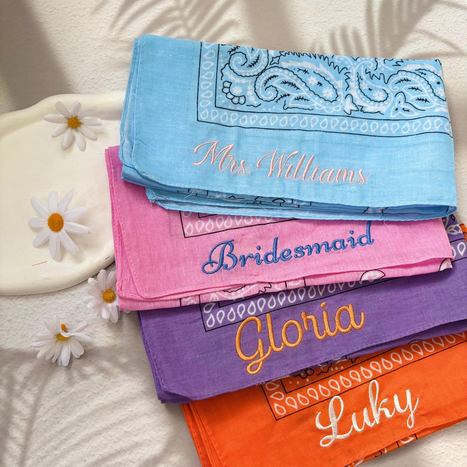 Personalized Name Bandana, Embroidered Bridesmaid Gift, Fashion Bandana ...