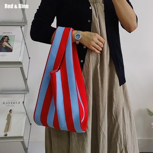 Women Hand-woven Stylish Stripe Bag Handmade Crochet Casual - Etsy