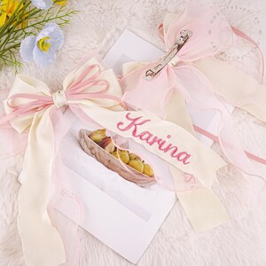 Girls Hair Bow With Name, Embroidered Hair Bow, Custom Name Hair Bow ...