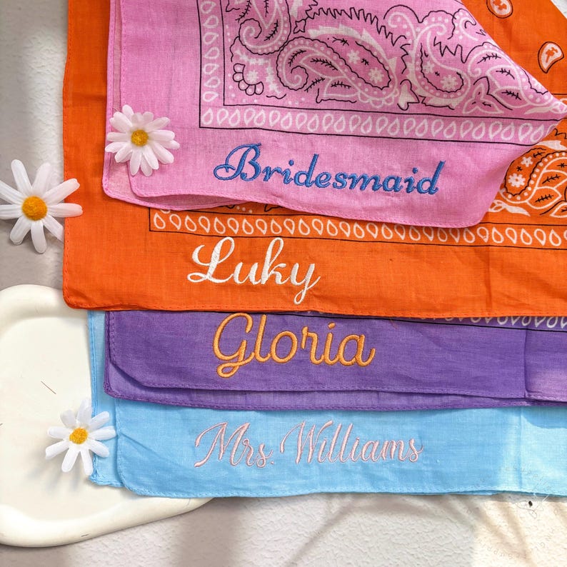 Personalized Name Bandana, Embroidered Bridesmaid Gift, Fashion Bandana ...