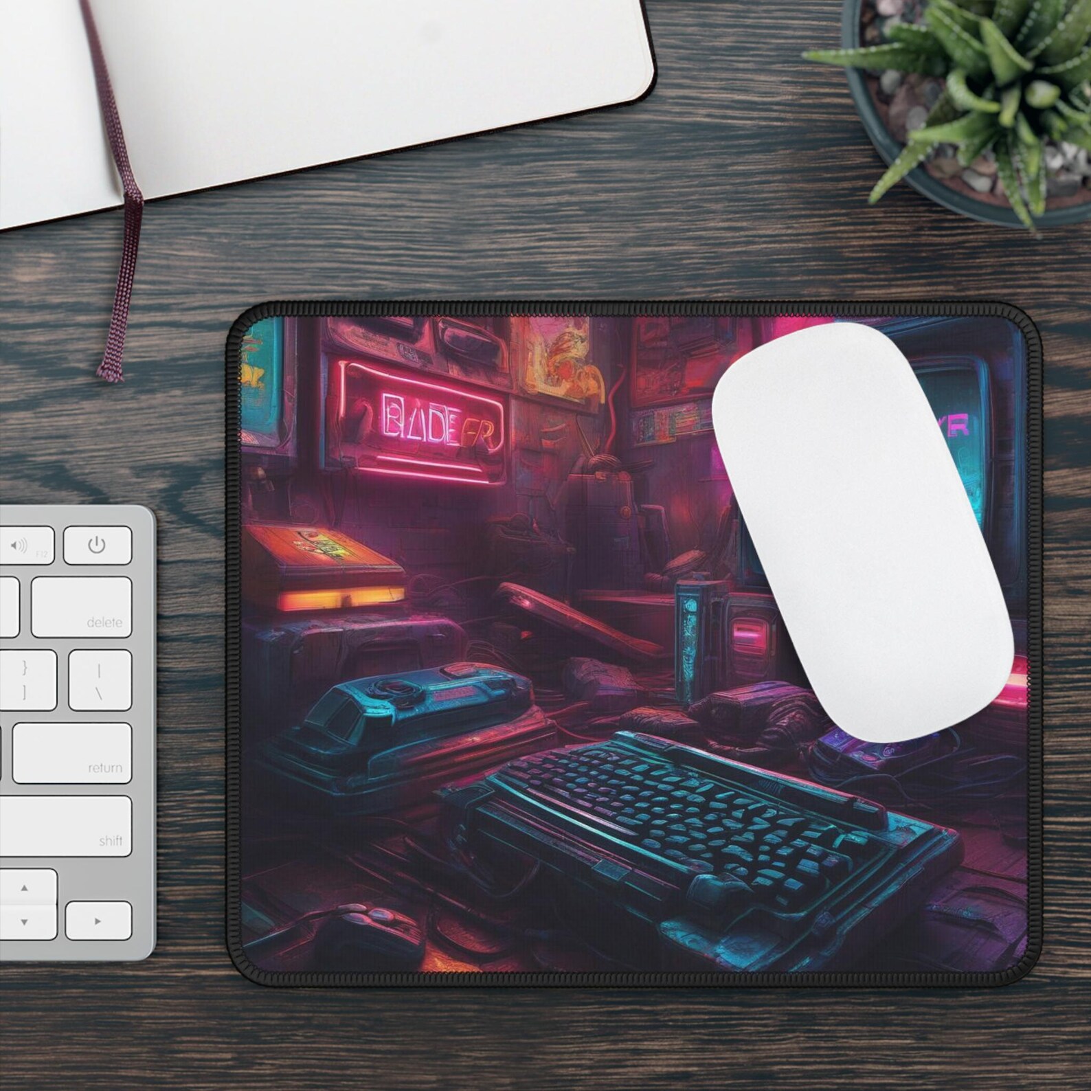 Retro Gaming Mouse Pad, Neon Keyboard Desk Mat, Vibrant Office Decor ...