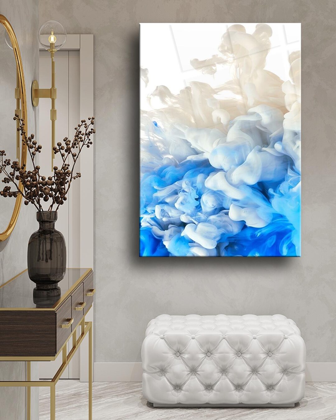 Blue Decorative Wall Art Abstract Blue Wall Art Blue Toned Glass Wall ...