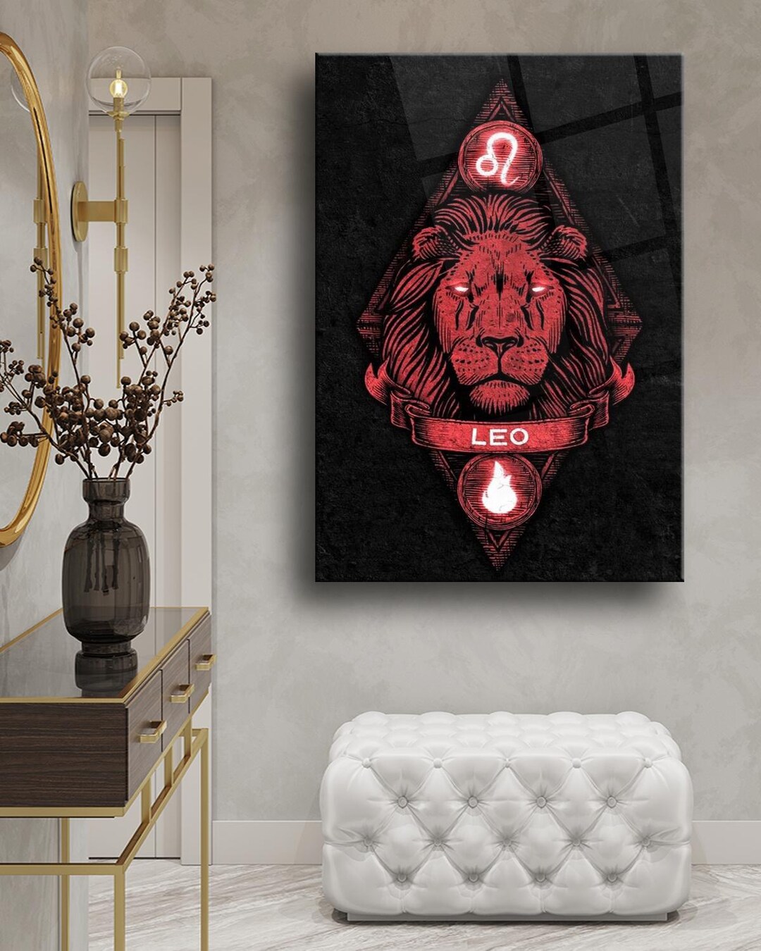 Leo Glass Art,leo Glass Painting,leo Stained Glass,leo Zodiac Glass ...
