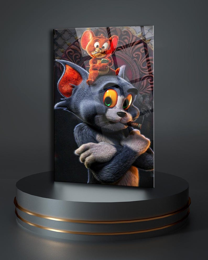 Tom and Jerry Glass Wall Art Tom and Jerry Glass Painting Tom and Jerry ...