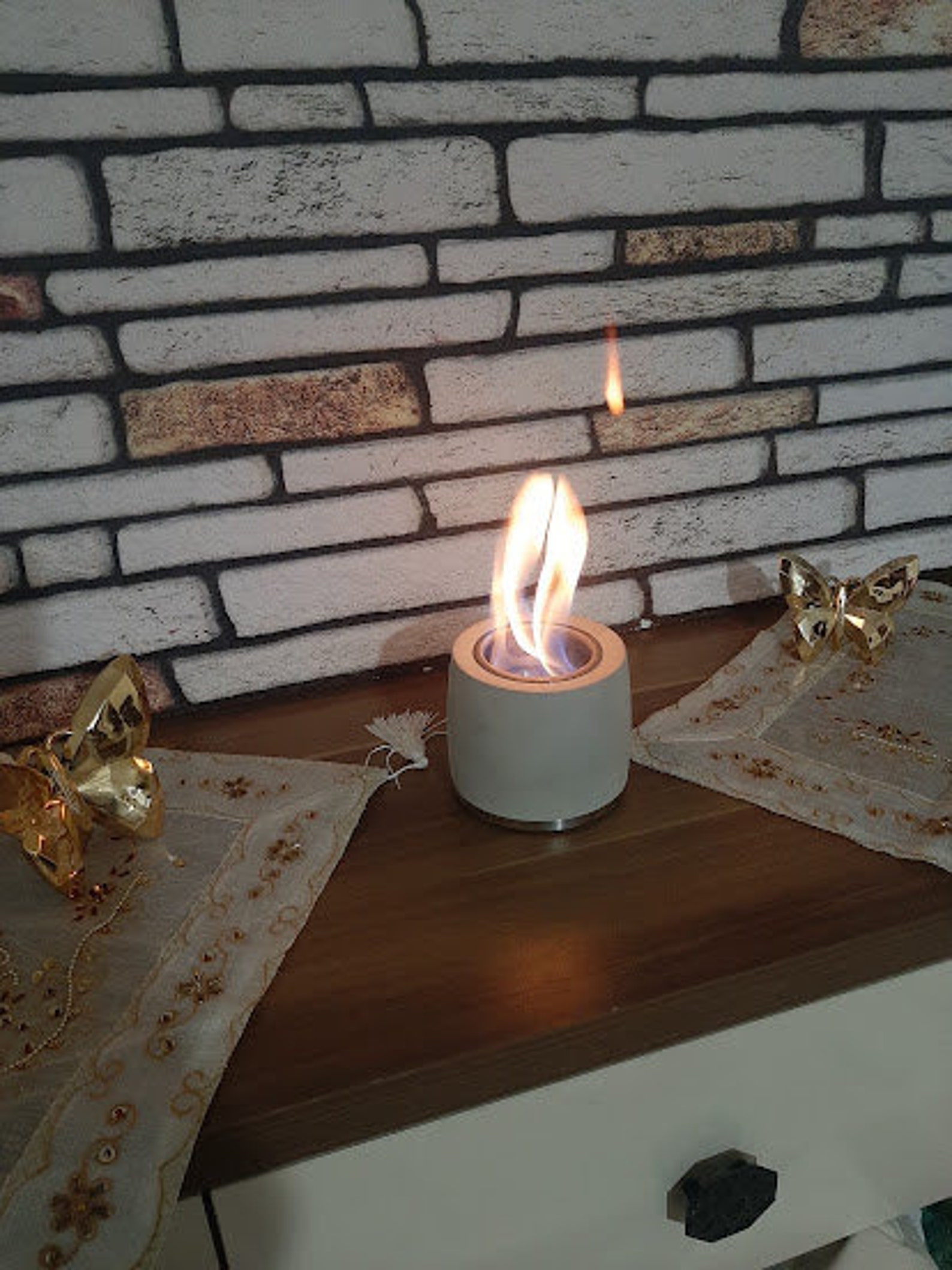 Dining Table Decor,fire Pit,wooden Fire Pit,desktop Fire Pit,desktop ...