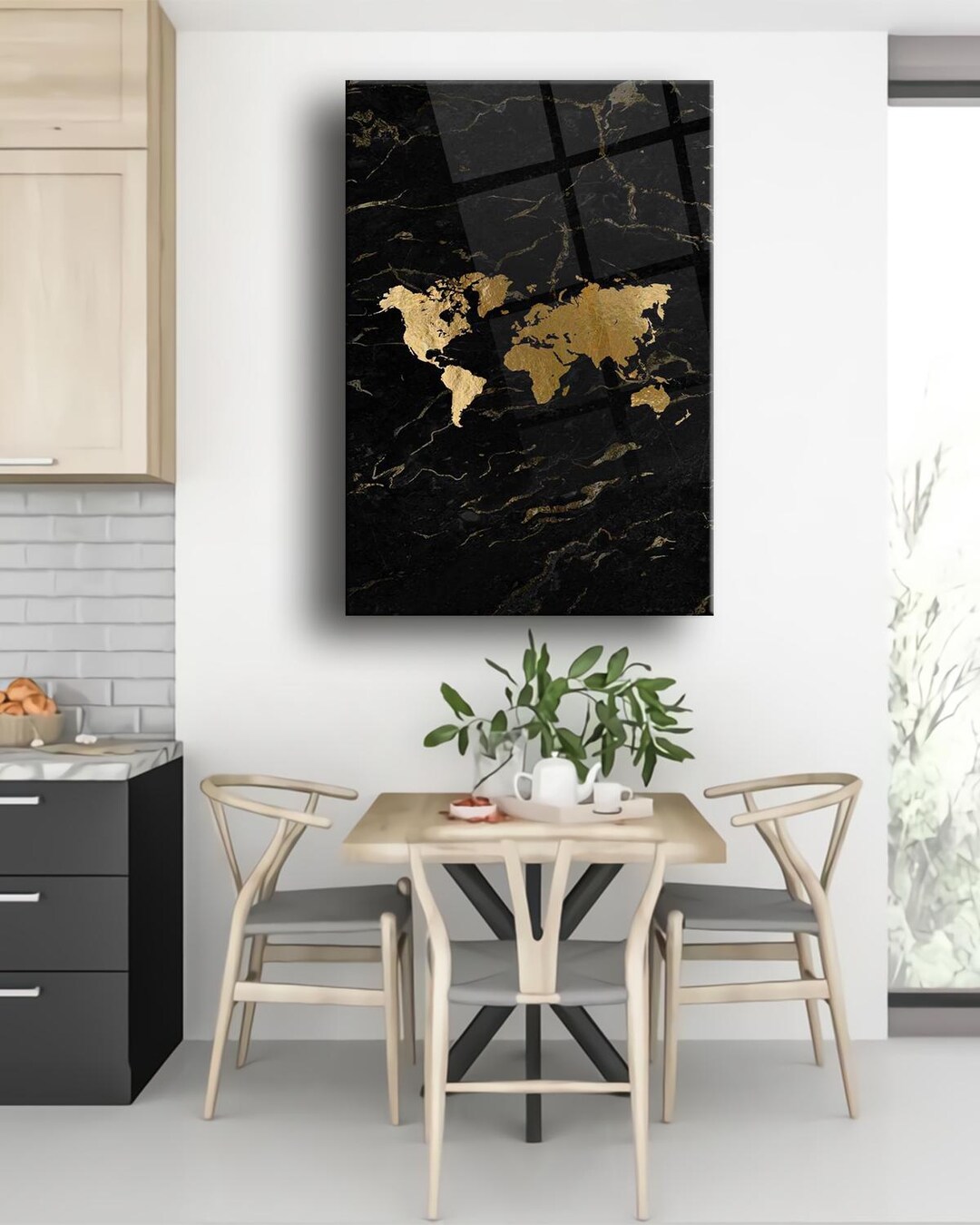 World Map Glass World Map Map Wall Art World Map Decor Stained Glass ...