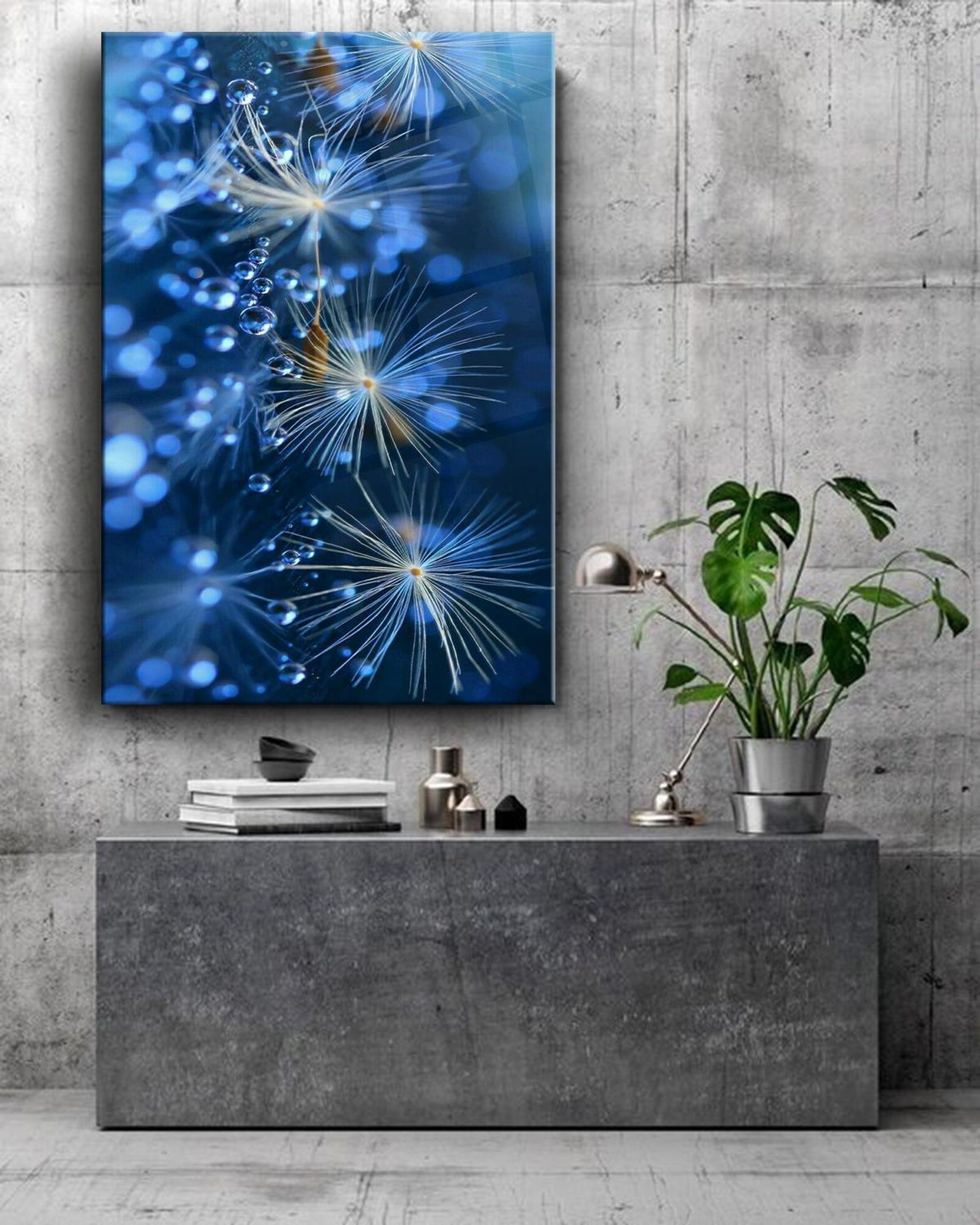 Dandelion Glass Wall Art, Tempered Glass Dandelion Print, Minimalist ...