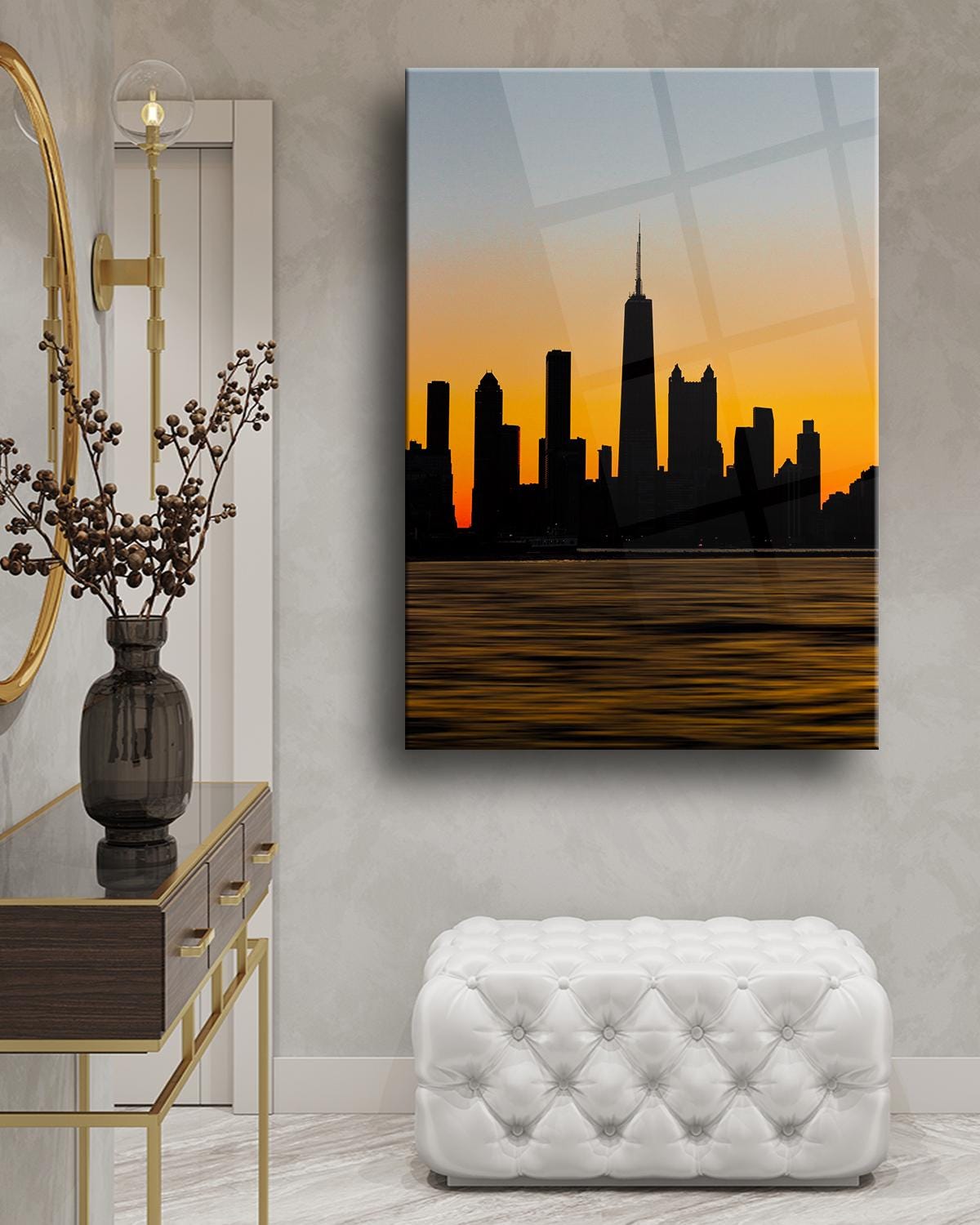 Cityscape Glass Wall Art – Modern Skyscraper Decor Kyscraper Glass Art ...