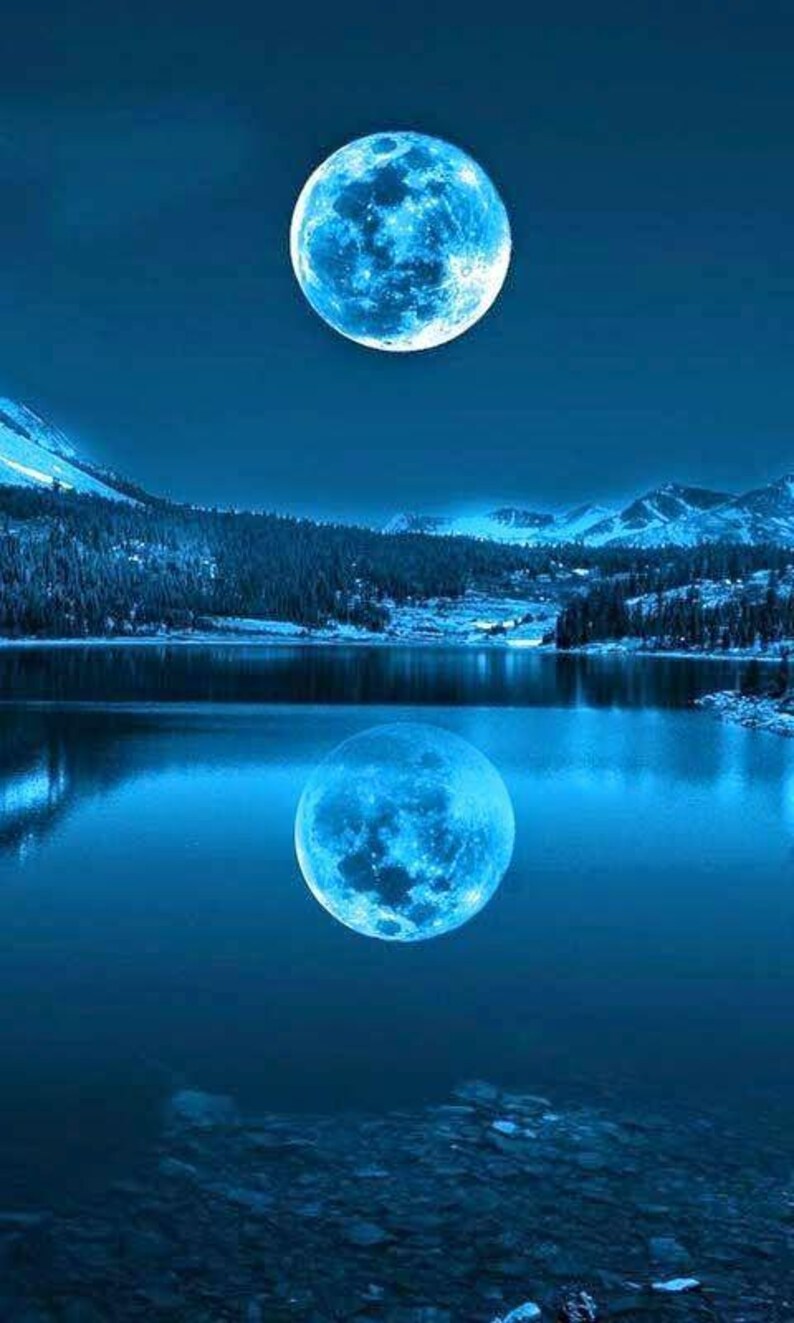 Blue Moon Glass Panel – Night-inspired Wall Decor Blue Moon Glass Art ...