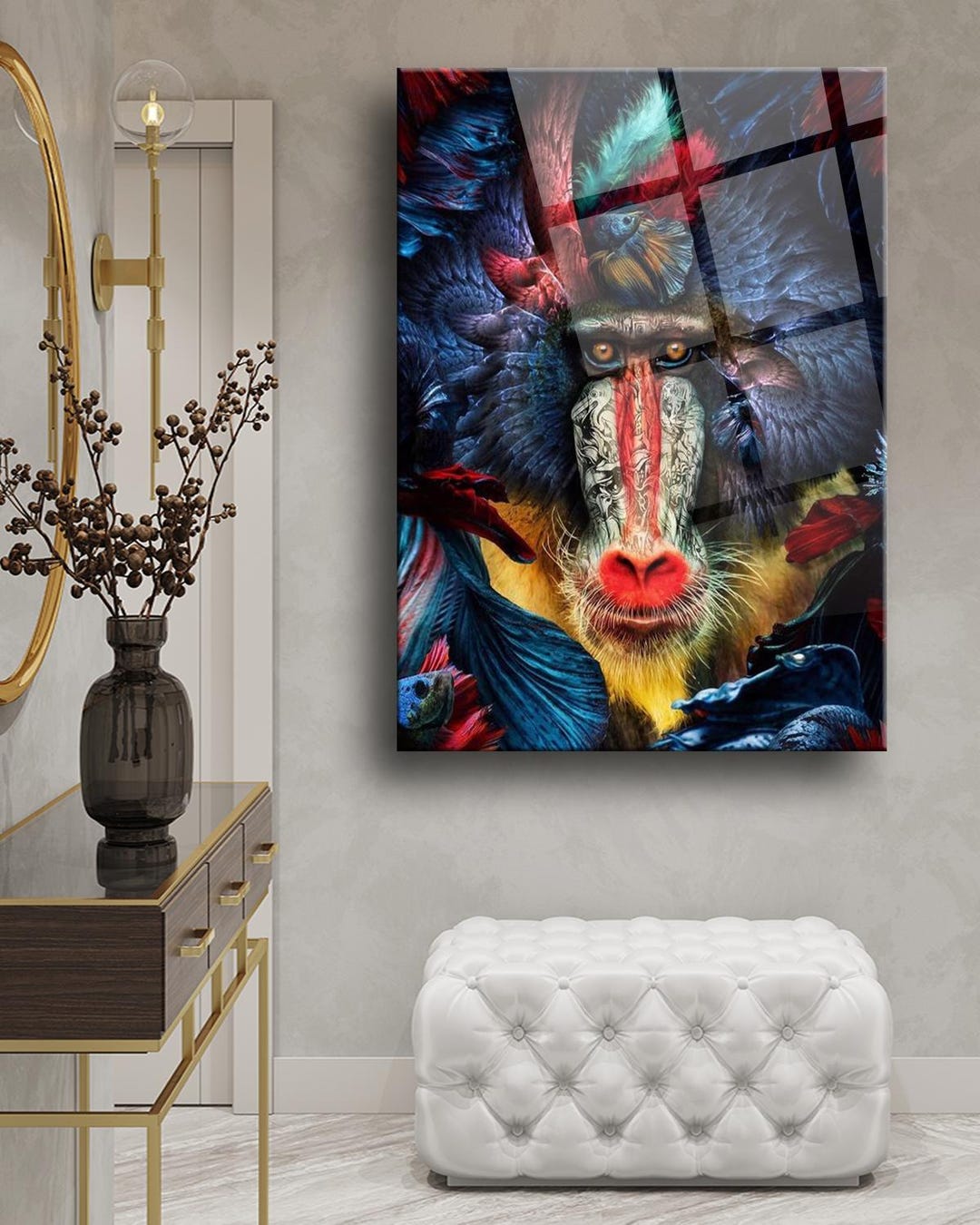 Monkey Themed Glass Panel – Fun and Modern Wall Decor Monkey Glass Wall ...