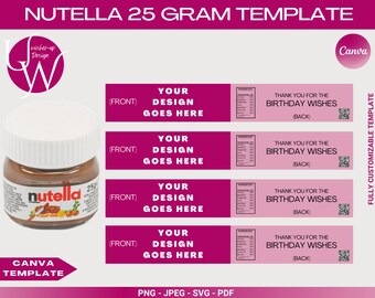 Mini Nutella Label Template - Etsy