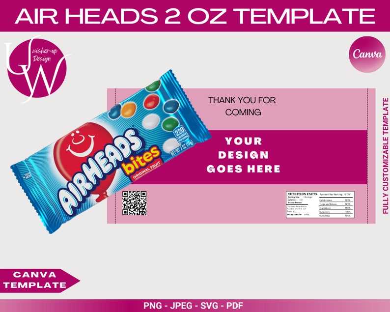 Blank Airhead Wrapper Template Air Head Wrapper Template - Etsy