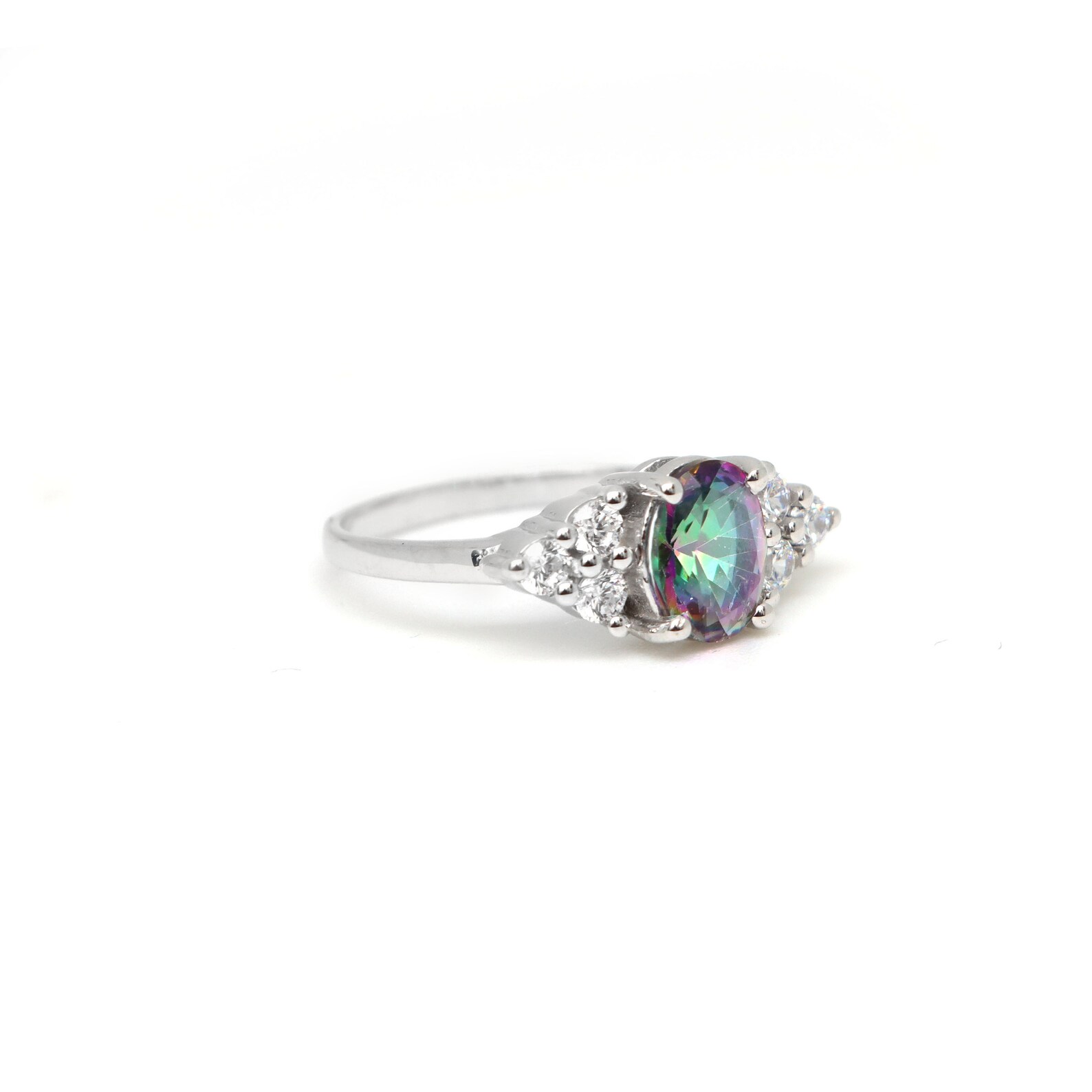 Natural Mystic Topaz Oval Gemstone Ring, 925 Silver Ring, Mystic Topaz ...