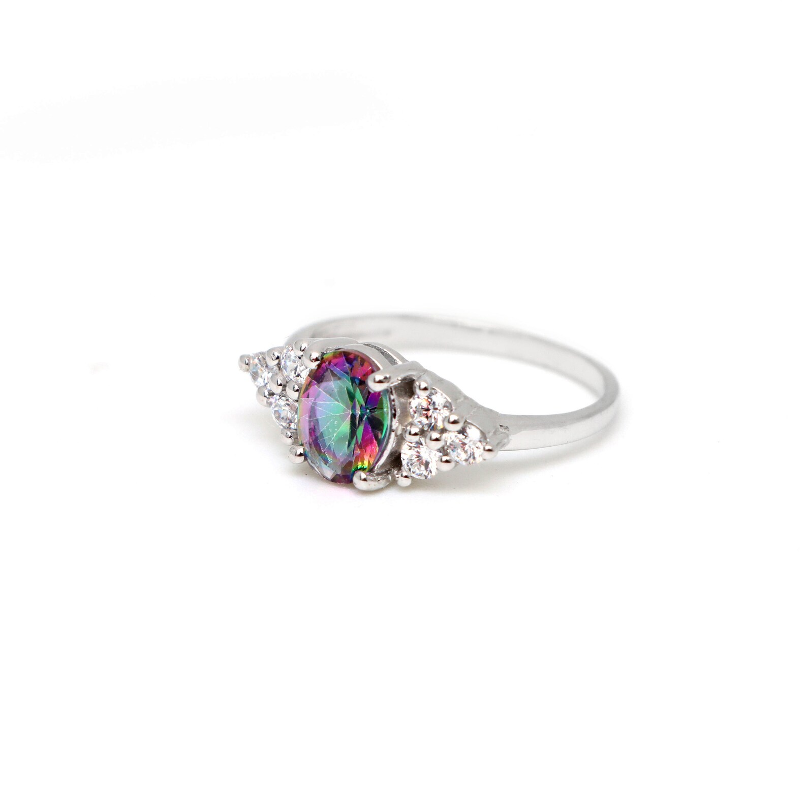Natural Mystic Topaz Oval Gemstone Ring, 925 Silver Ring, Mystic Topaz ...