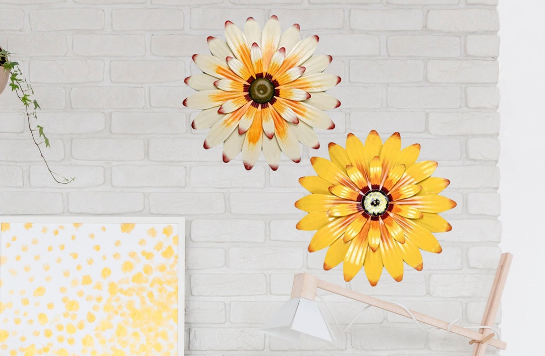 2PCK Rustic Metal Flower Art Bohemian Farmhouse Wall - Etsy