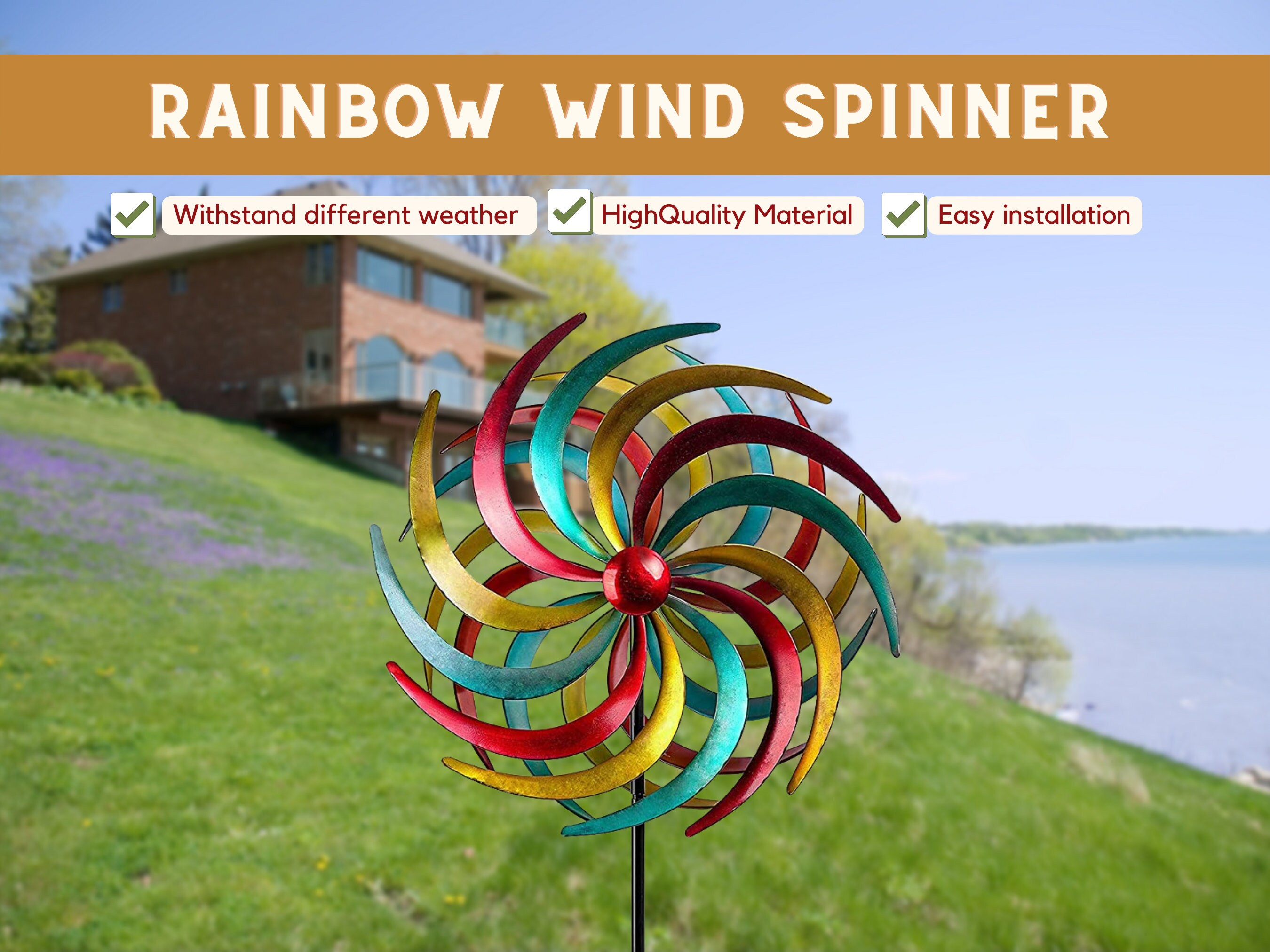 Kinetic Pinwheel Metal Garden Sculpture