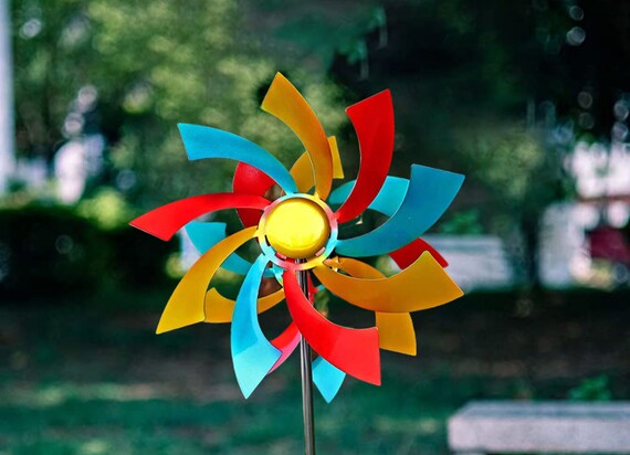 Colorful Kinetic Wind Spinner Metal Art Garden Sculpture for - Etsy