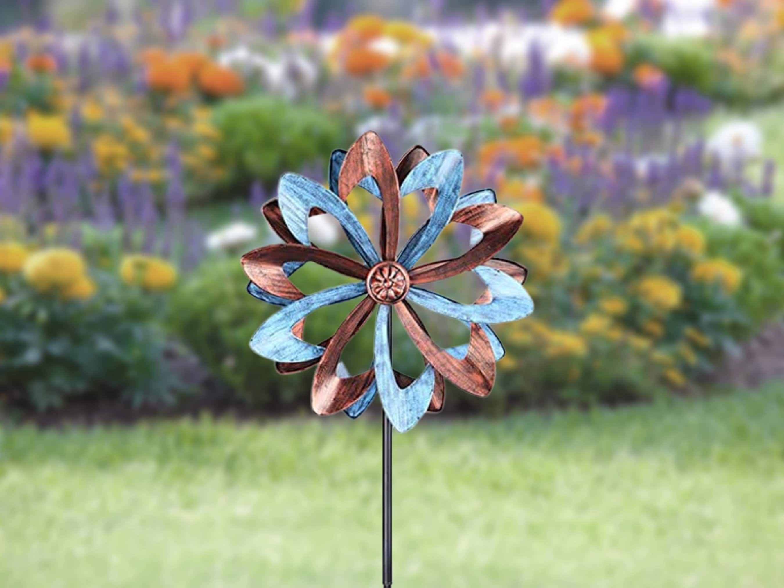 Kinetic Pinwheel Metal Garden Sculpture