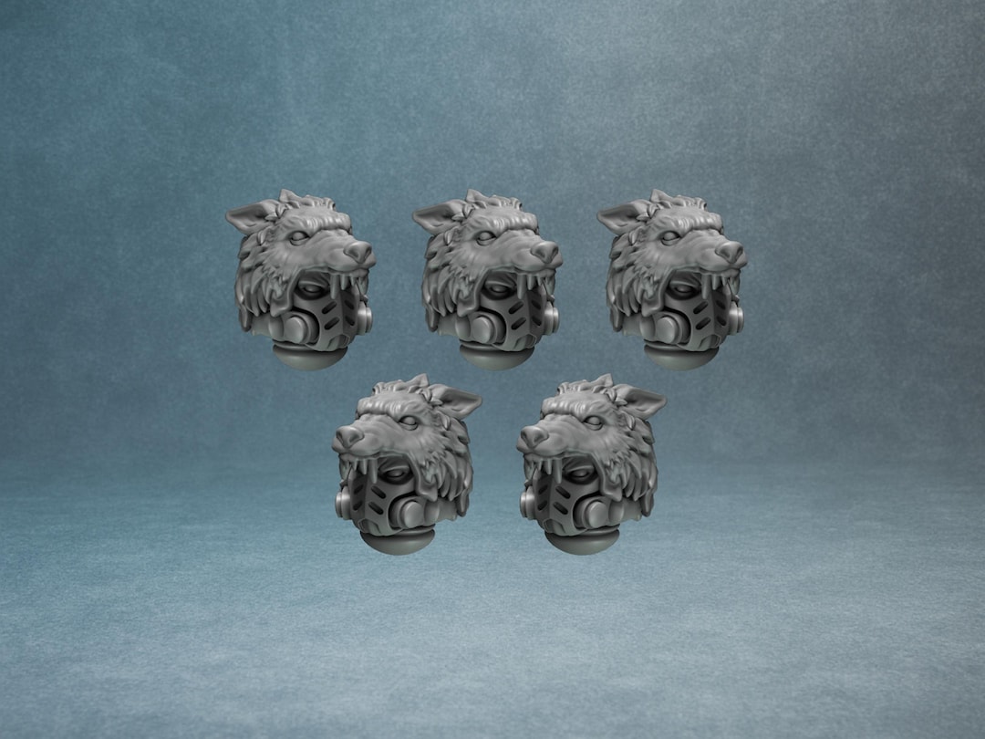 Primal Beast Wolves Alpha Heads (set of 5) - Upgrade Bits | Primaris ...