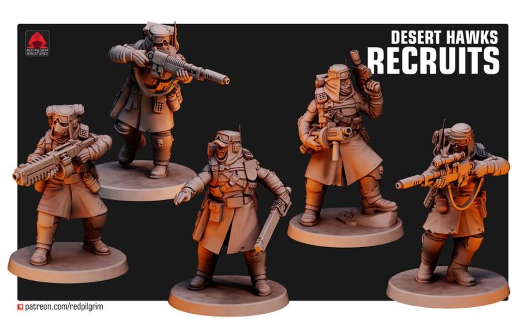 Desert Hawks Recruits (5 Models) + Base(s) by Red Pilgrim Miniatures ...