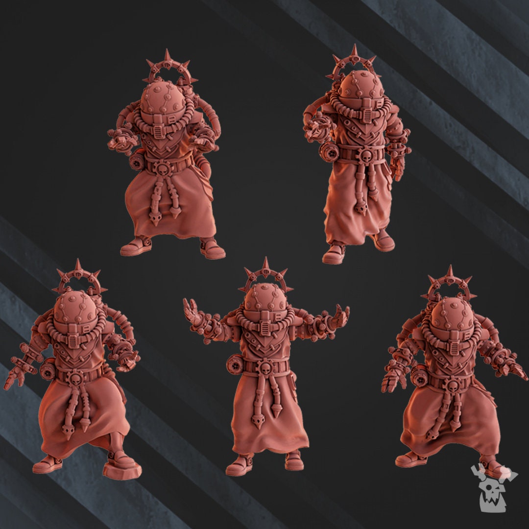 Machine Cult Shock Priests Domes (5 Models) - | 8K Resin Printed ...