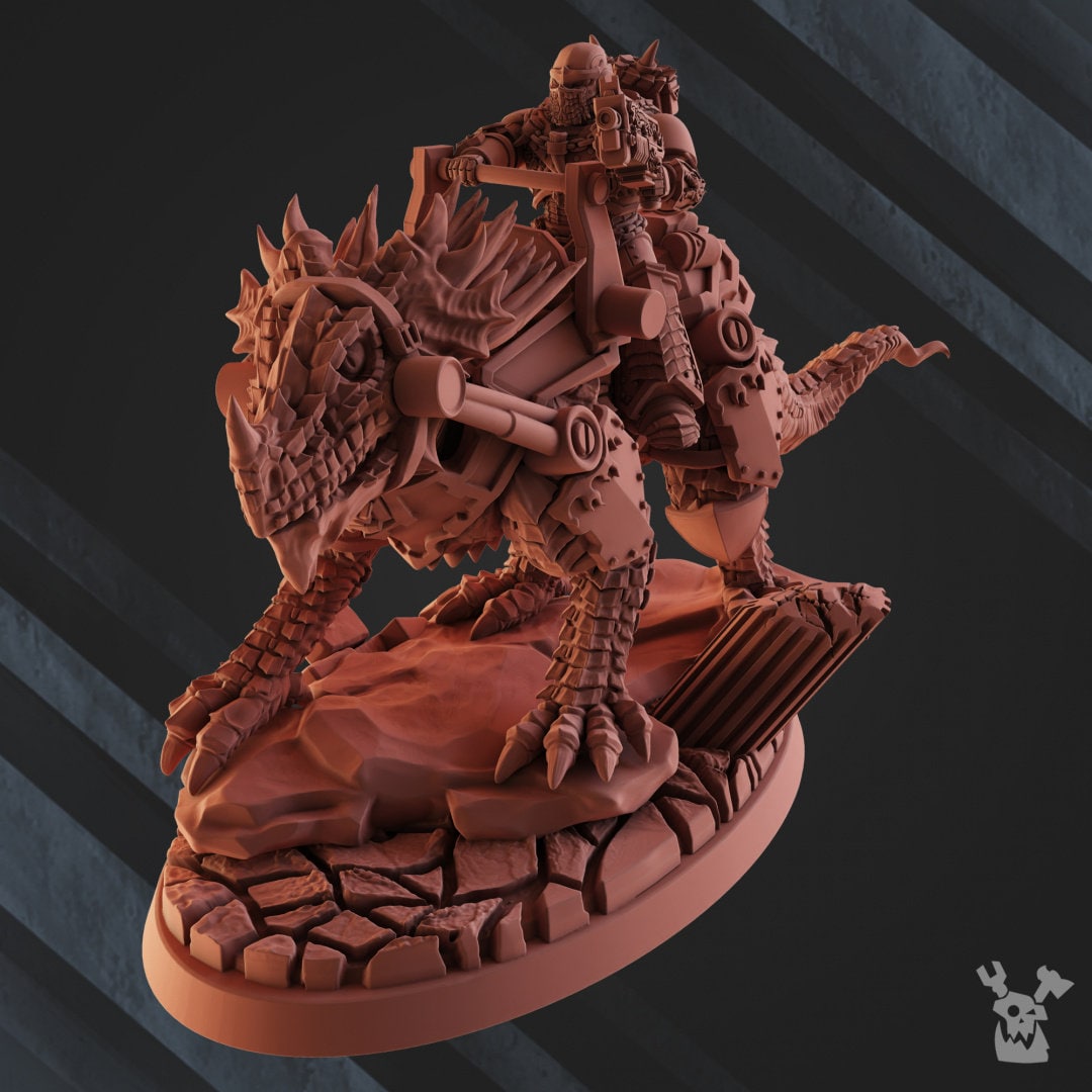 Salamander Fire Lizard Rider (1 Model) 12K UHD by Dakkadakka Miniatures ...