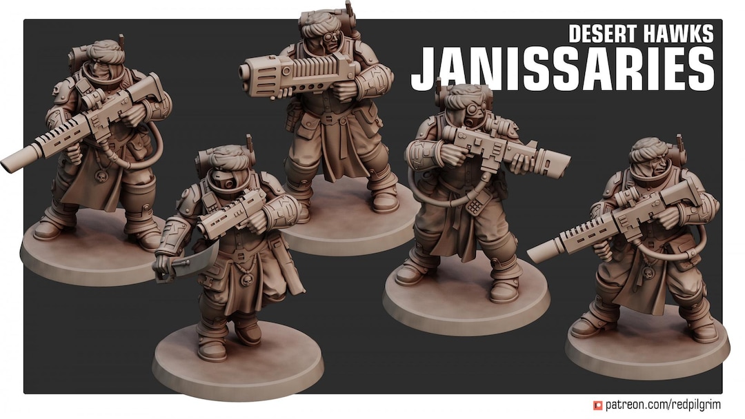 Desert Hawks Janissaries1 (5 Models) + Base(s) by Red Pilgrim ...