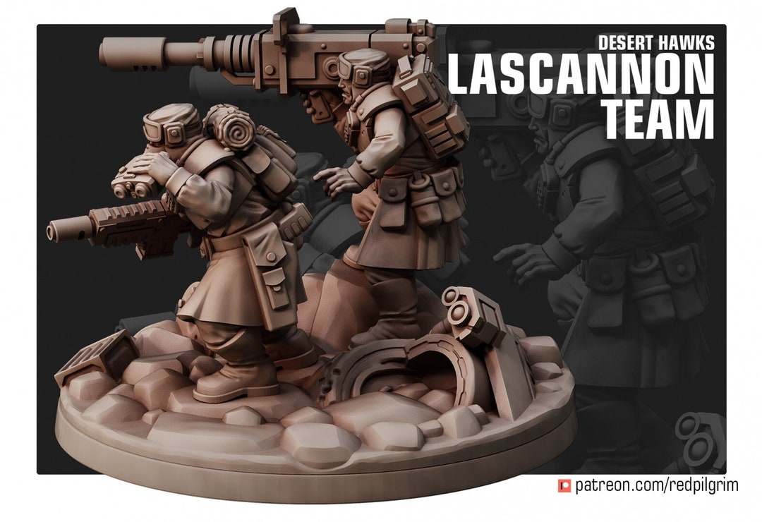 Desert Hawks Lascannon Team + Base(s) by Red Pilgrim Miniatures ...