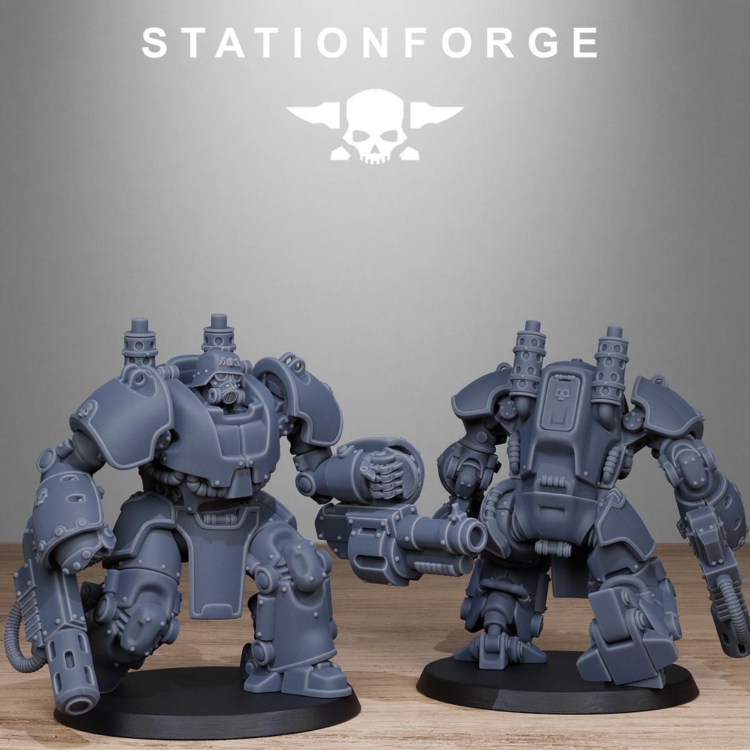 Grimguard Power Armor: Brute Gunner + Base(s) 16K | 12K UHD Prints by ...