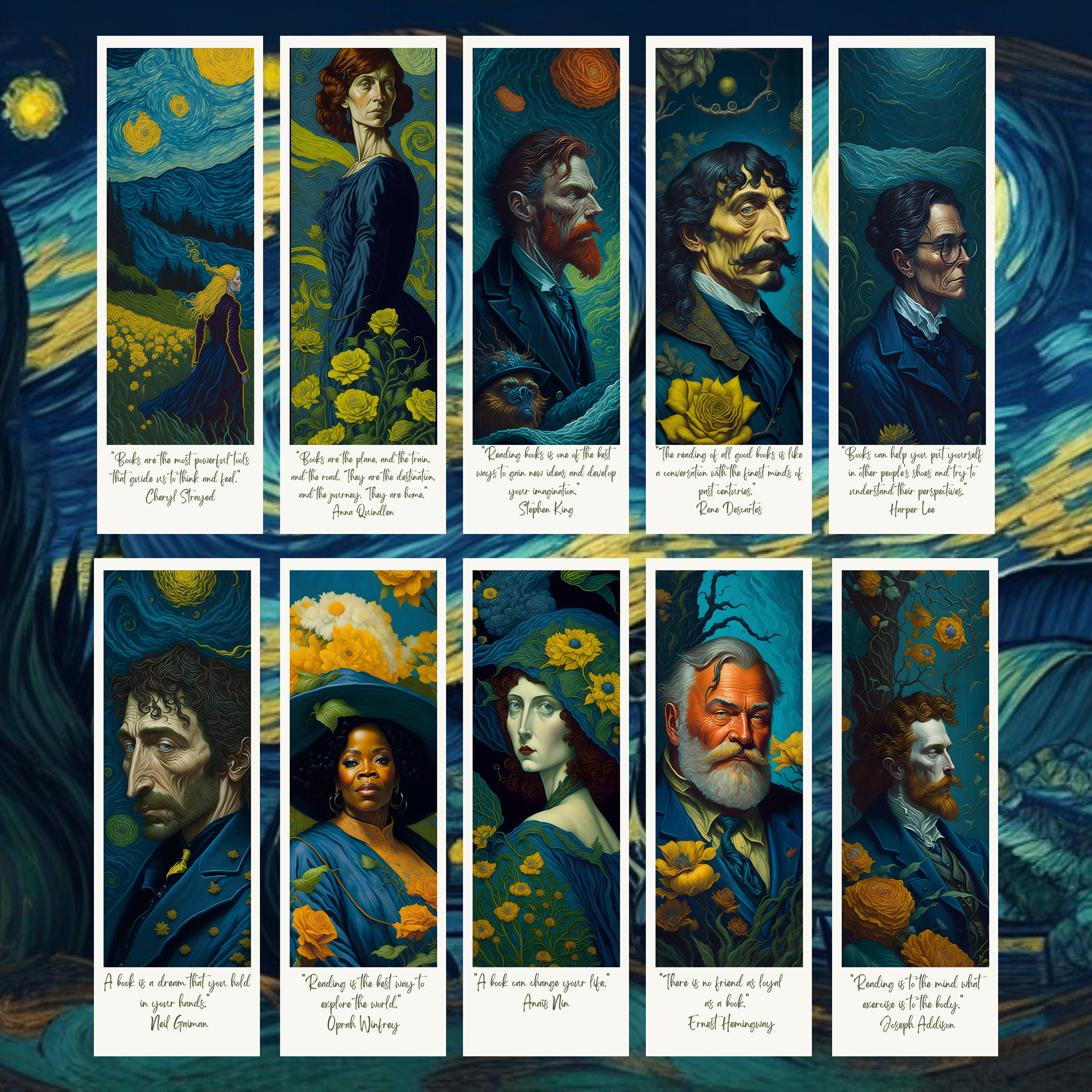 Vincent Van Gogh Style Bookmarks With 10 Famous Writers' Words ...