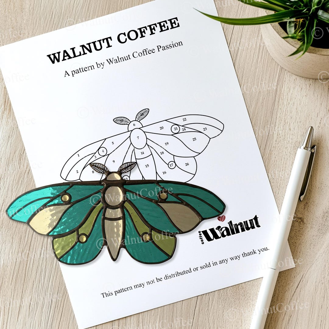 Pattern Luna Moth Stained Glass, Mystic Moth Stained Glass, DIY Stained ...