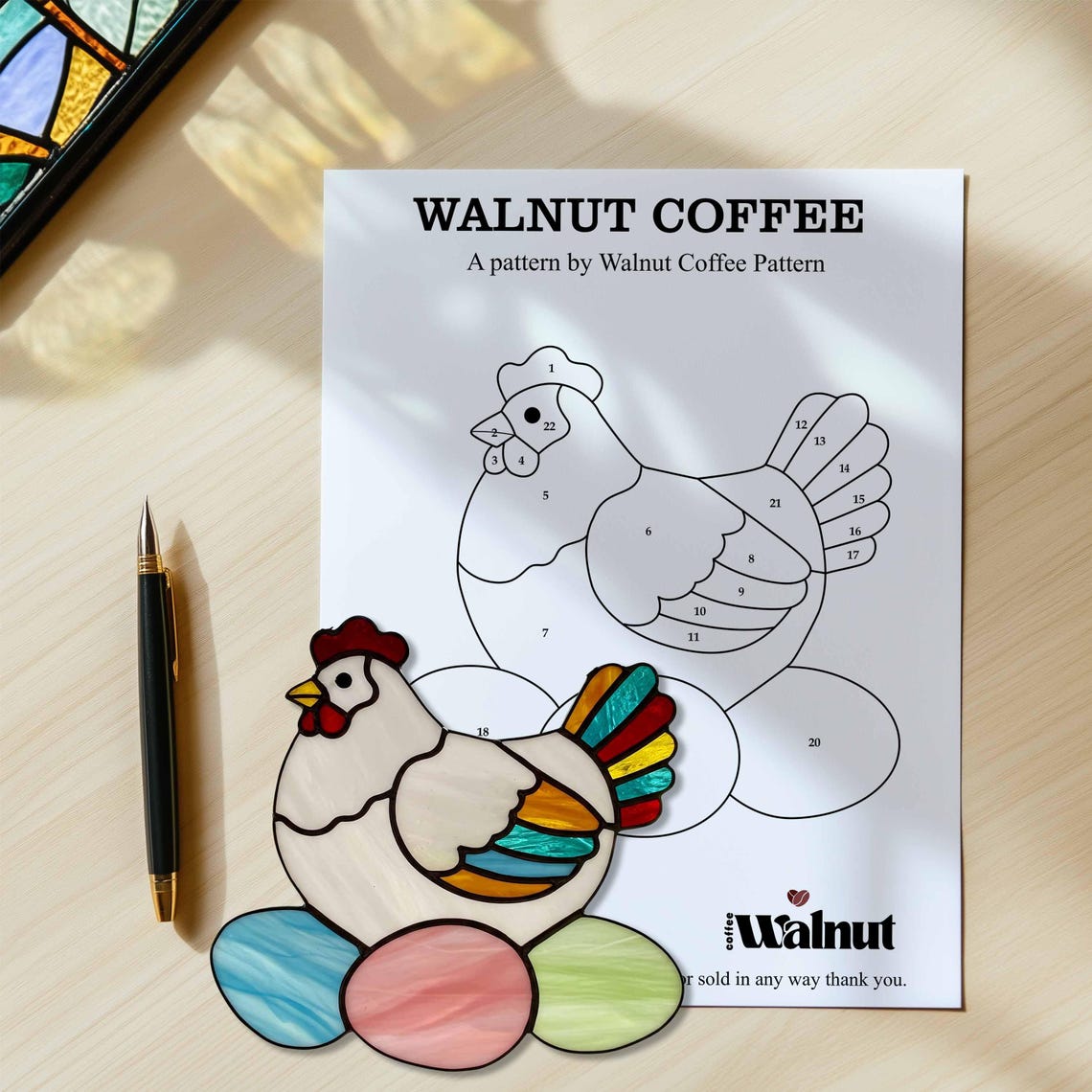 Easter Chicken Stained Glass Pattern: DIY Suncatcher (PDF) - Etsy