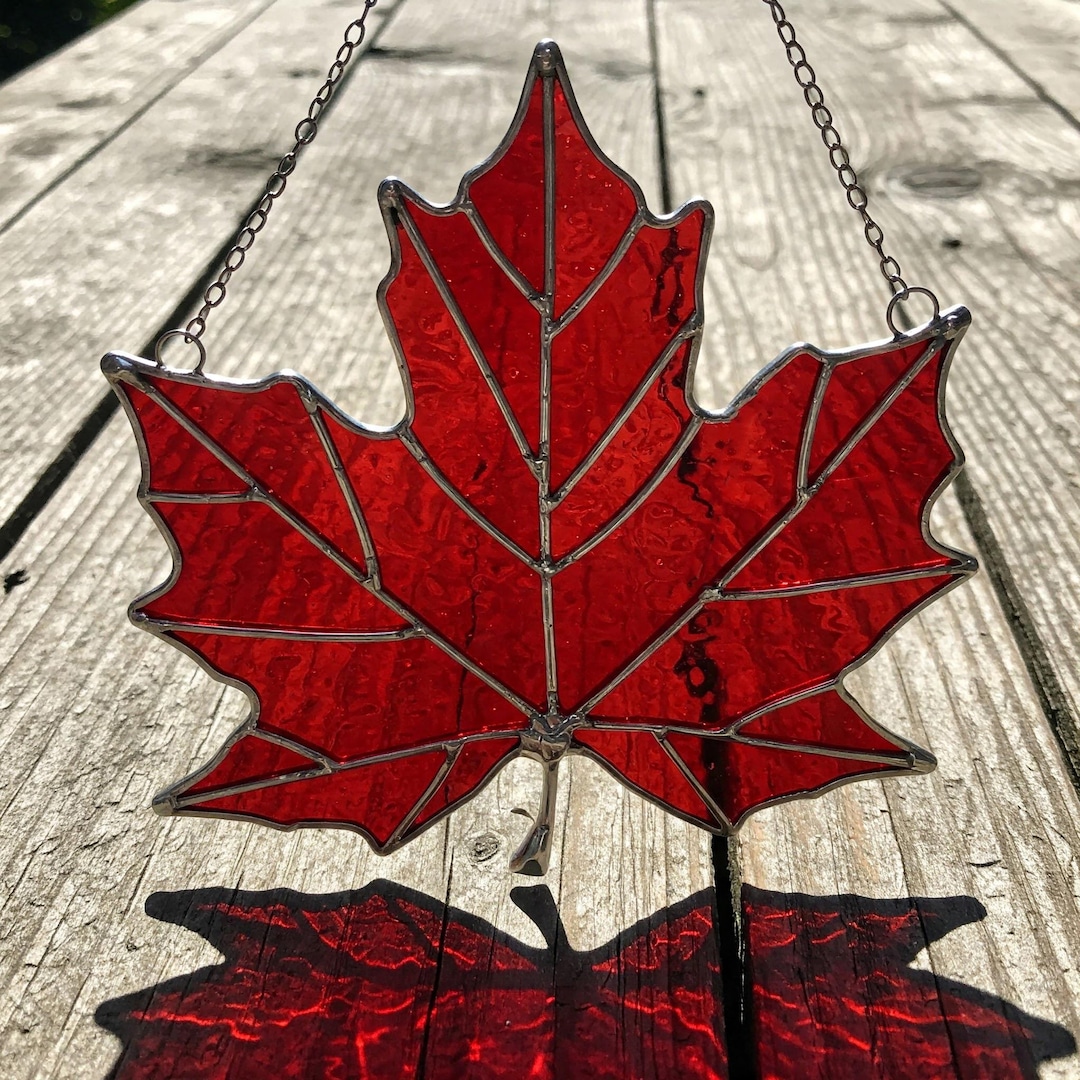 Maple Leaf Stained Glass Pattern, Red Leaf Stained Glass Pattern, Maple ...
