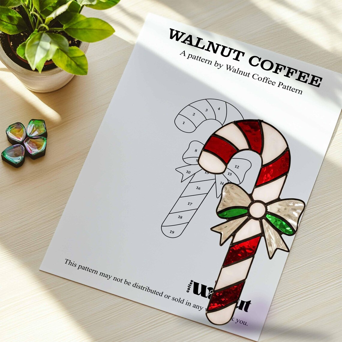 Candy Cane Stained Glass Suncatcher Pattern: Christmas Decor (PDF) - Etsy