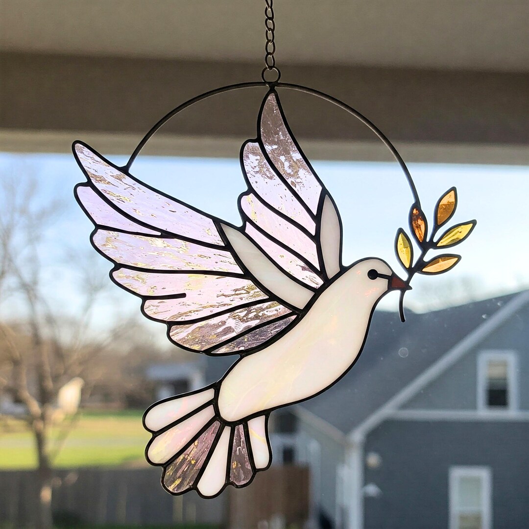 Dove Stained Glass Suncatcher Pattern: Bird Window Decor (PDF) - Etsy