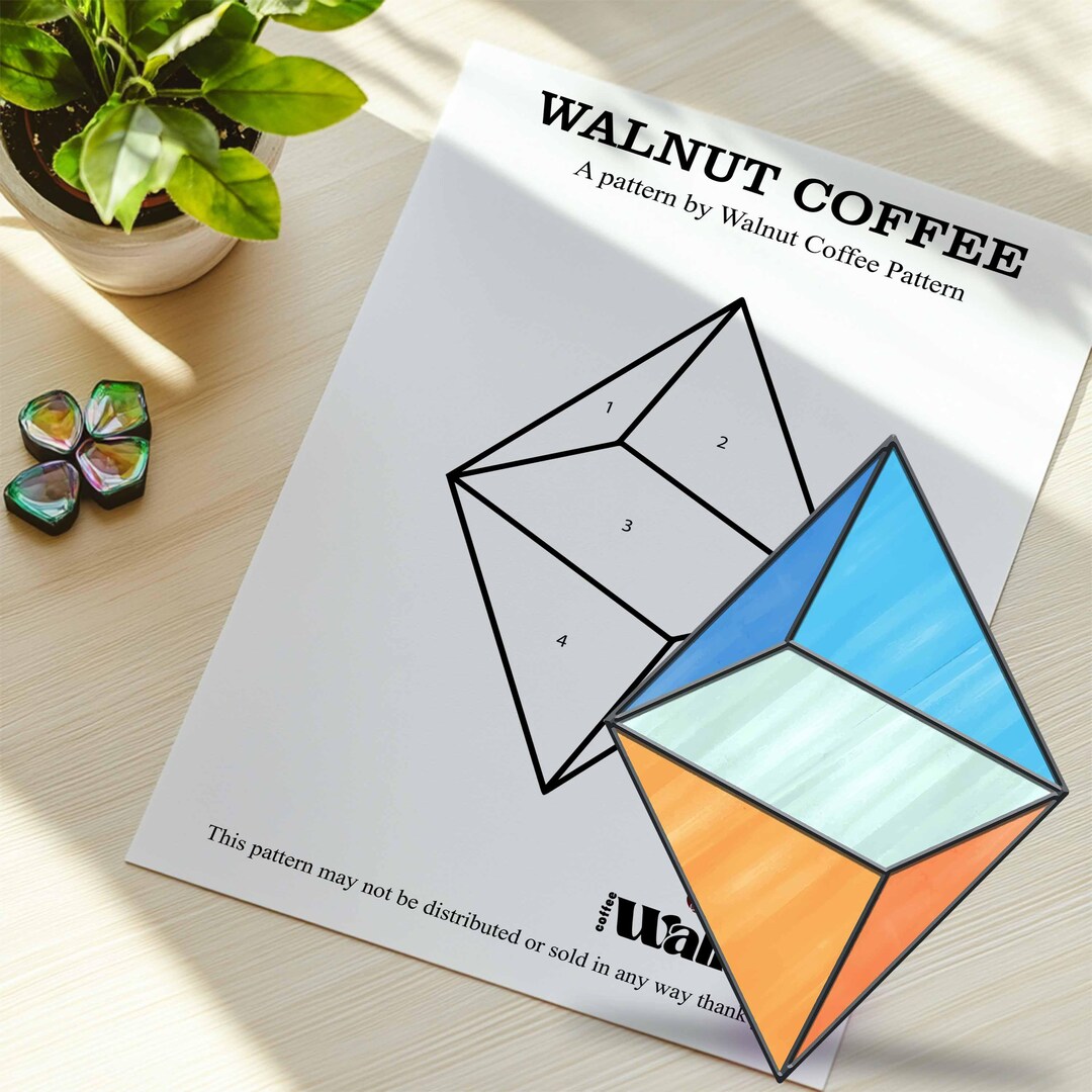 Geometric Shapes Stained Glass Pattern, Colorful Rhombus Stained Glass ...