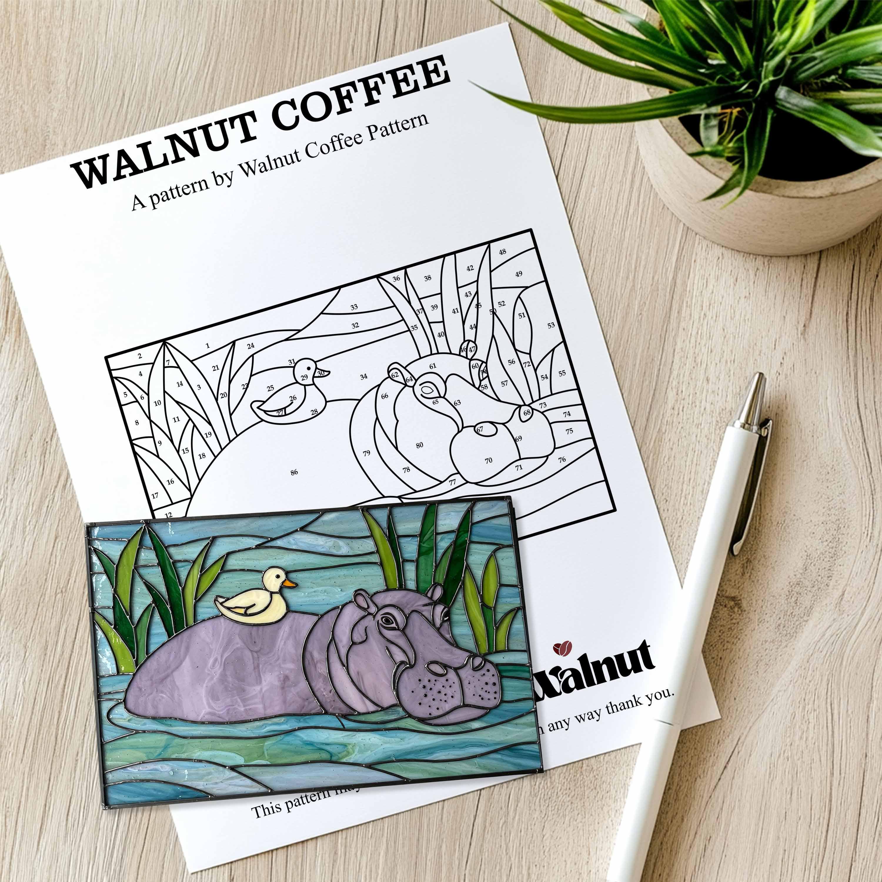Hippo and Duck Stained Glass Pattern: DIY Home Decor (PDF) - Etsy