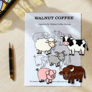 Farm Animals Stained Glass Pattern Bundle, Sheep/pig/cow/goat/ Buffalo ...