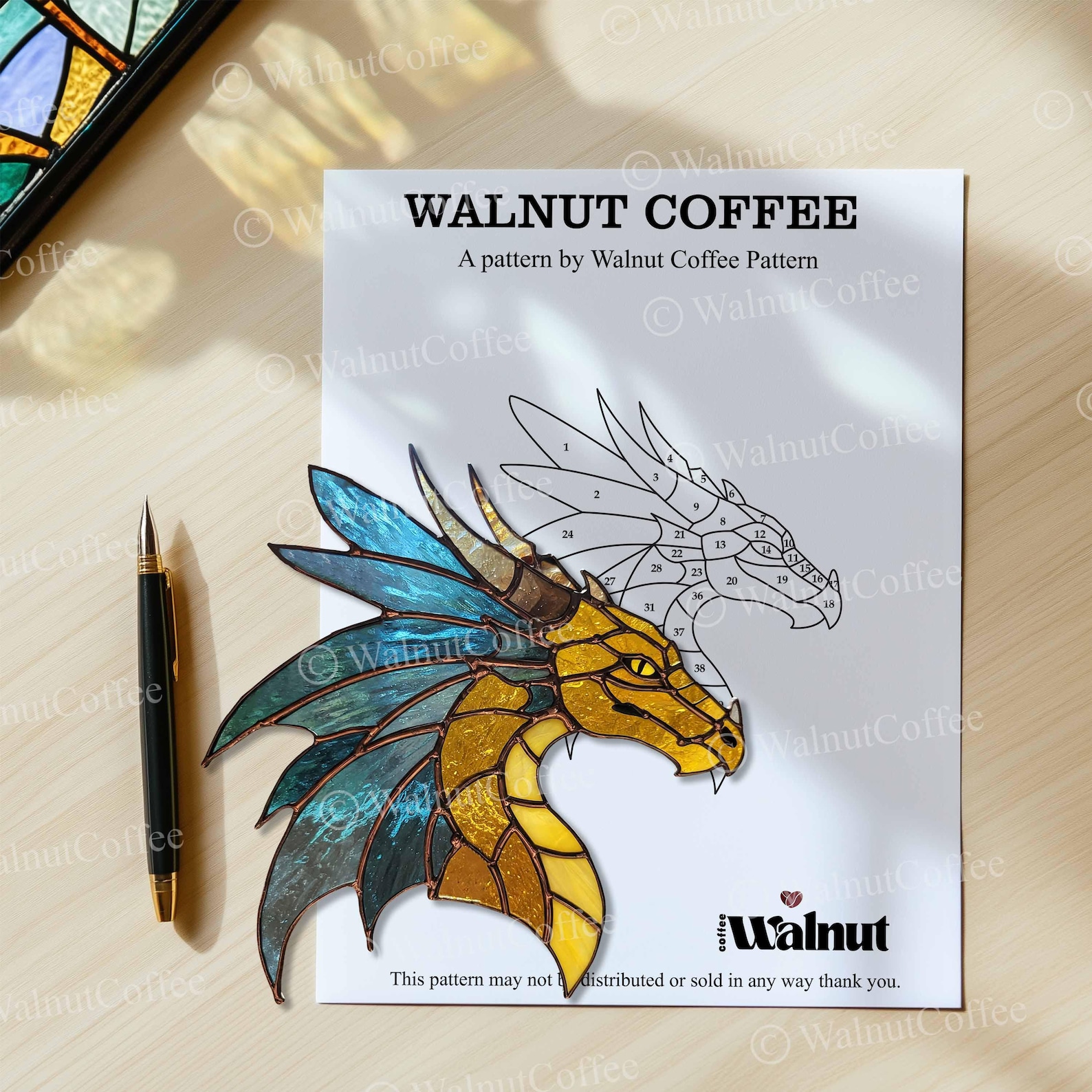 Stained Glass Dragon Suncatcher PDF Pattern: Fantasy Decor (digital ...