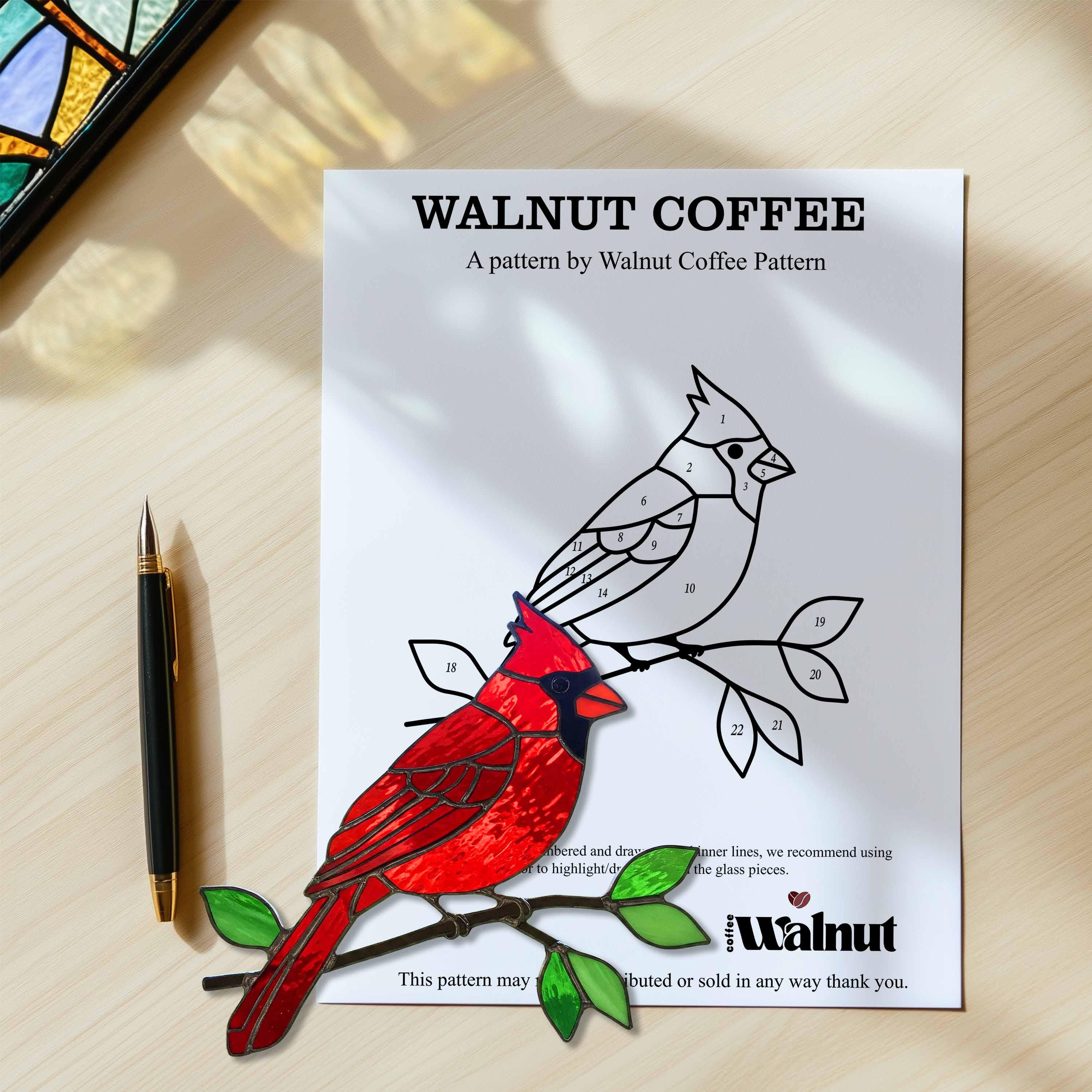 Pattern Red Cardinal Bird Stained Glass, Cardinal Bird Stained Glass ...