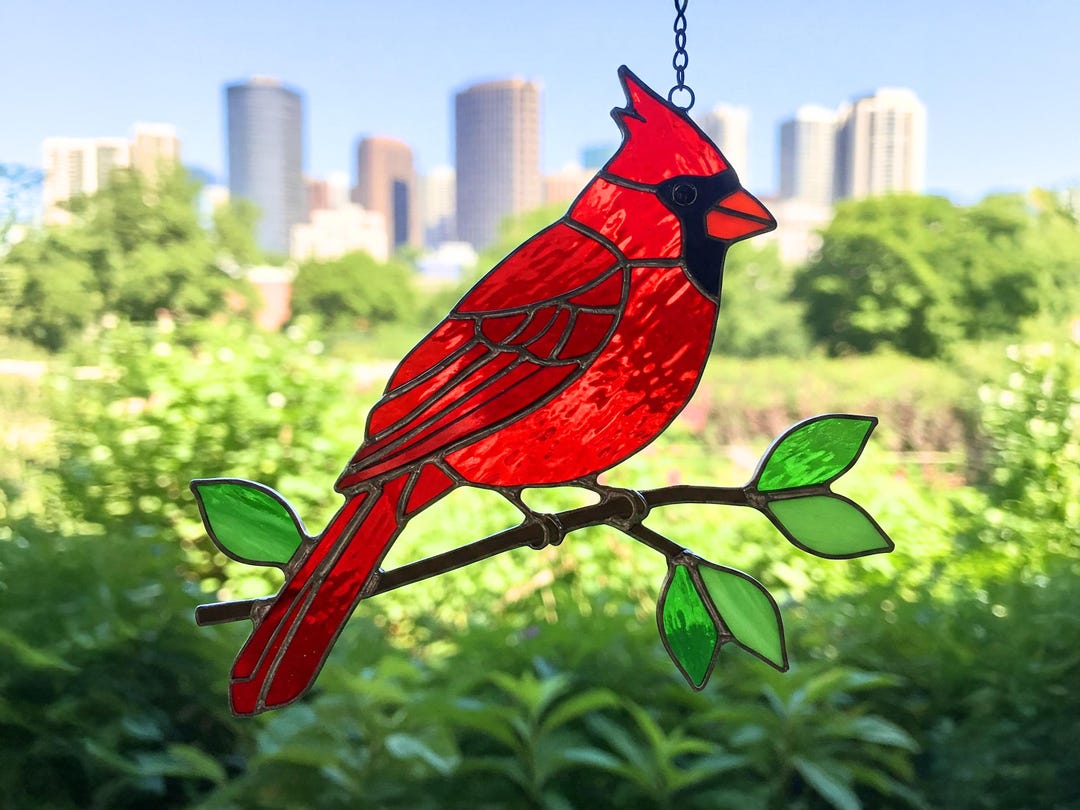 Pattern Red Cardinal Bird Stained Glass, Cardinal Bird Stained Glass ...