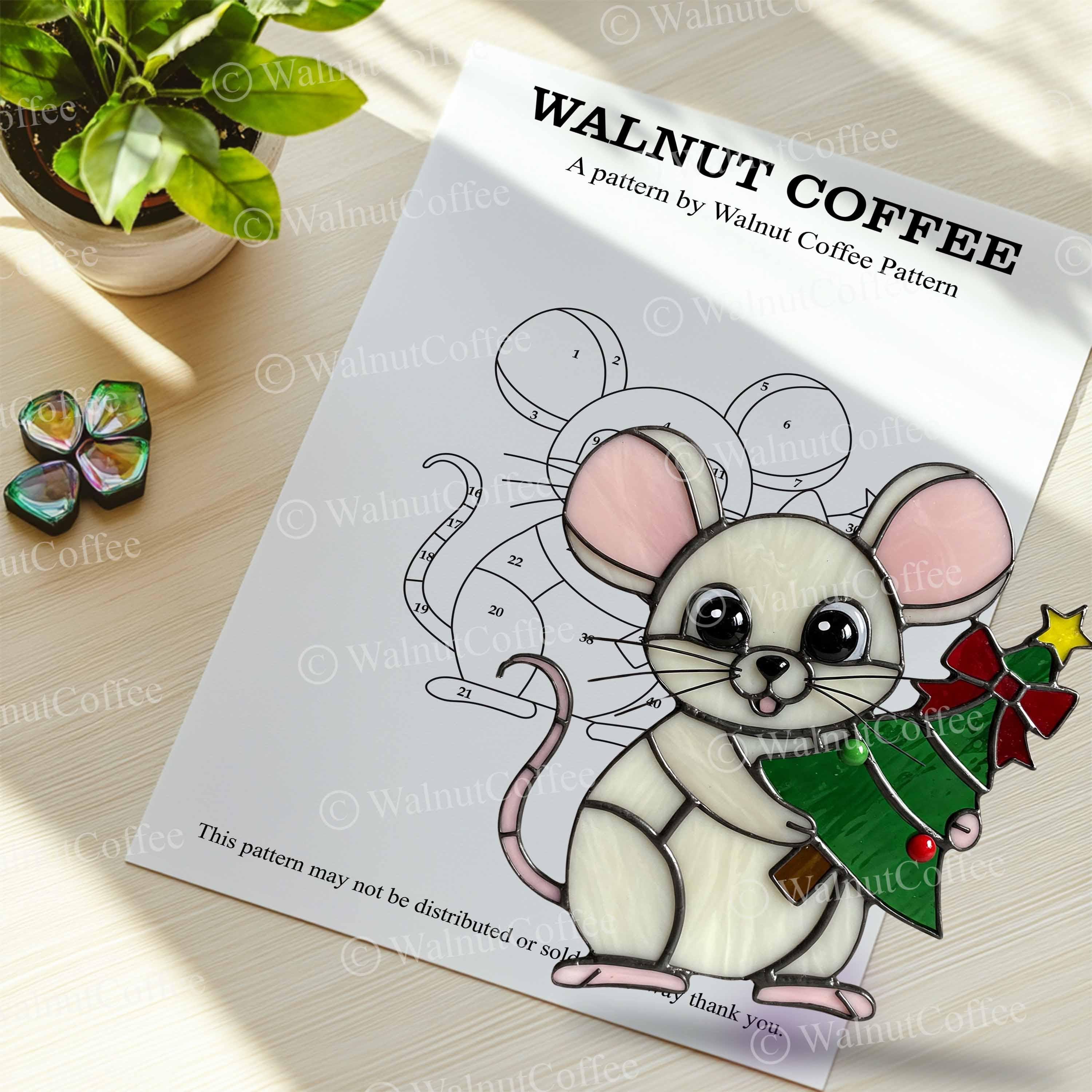 Christmas Mouse Stained Glass Pattern: Festive Holiday Decor (PDF ...