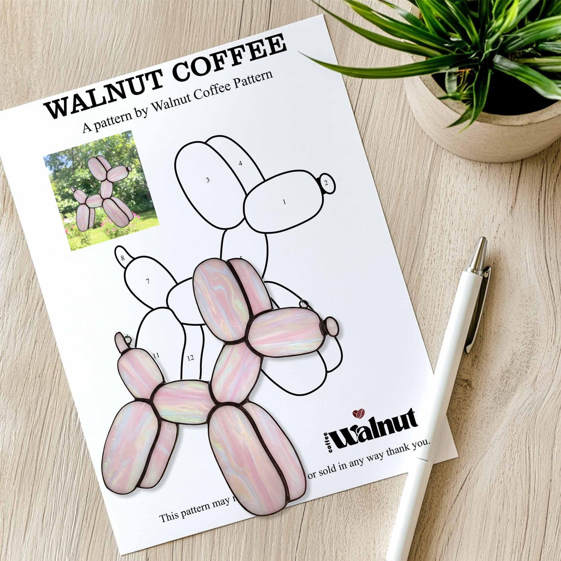 Balloon Dog Stained Glass Pattern: DIY Puppy Decor (PDF) - Etsy