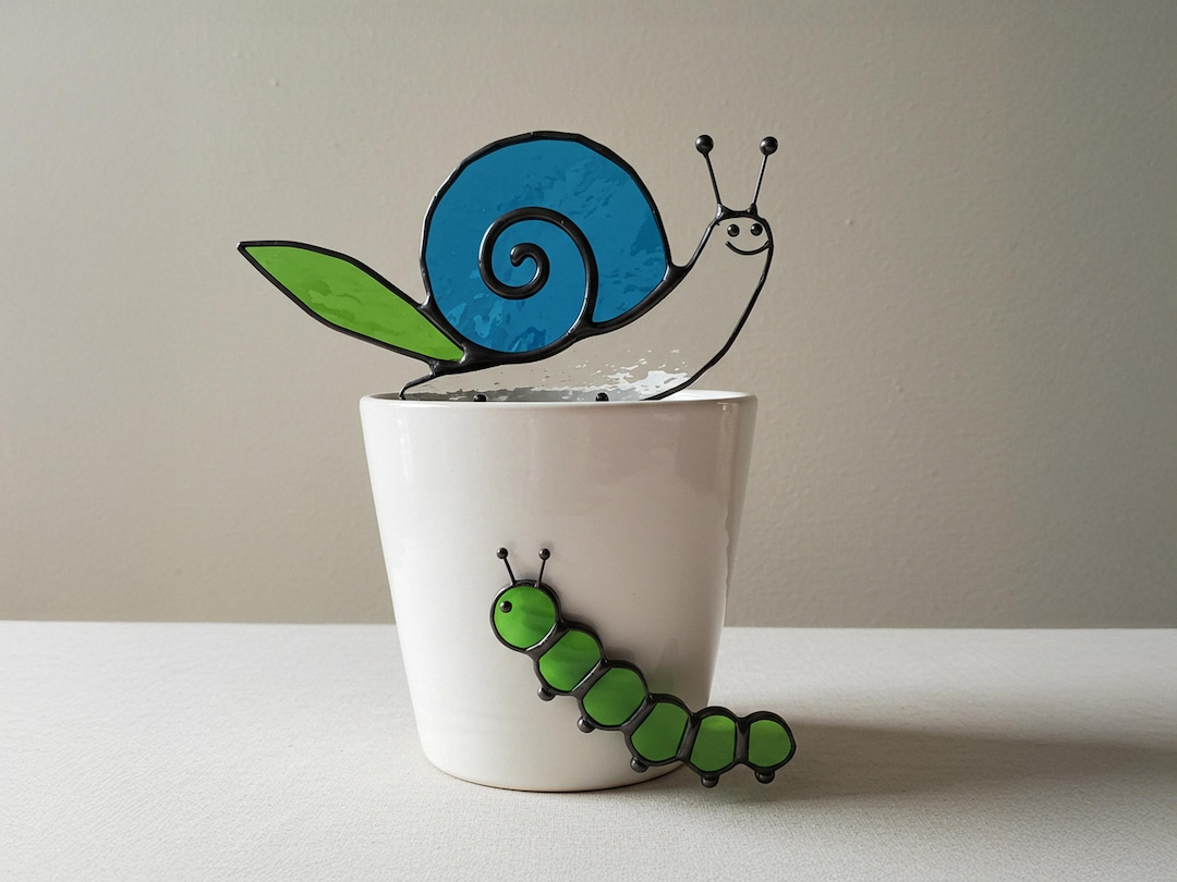 Stained Glass Snail and Caterpillar Pattern, DIY Suncatcher (PDF) - Etsy