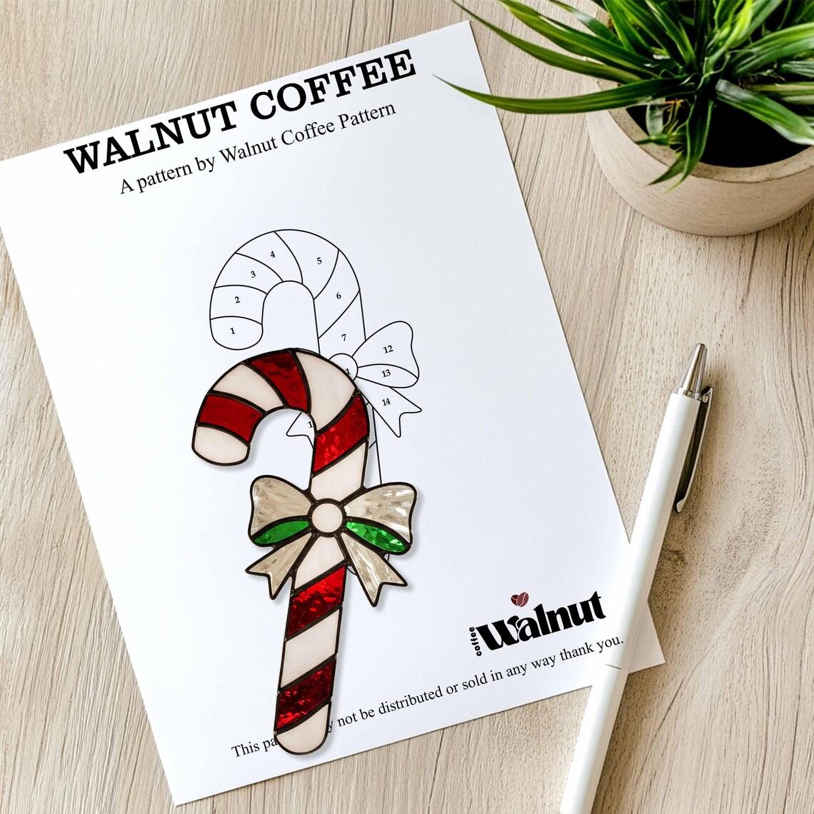 Candy Cane Stained Glass Suncatcher Pattern: Christmas Decor (PDF) - Etsy