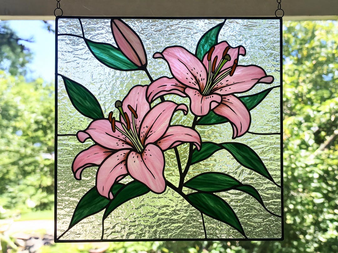Lily Flower Stained Glass Pattern, Floral Pattern, Spring Home ...