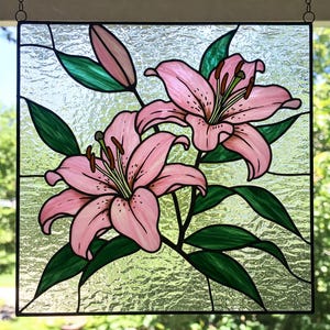 Lily Flower Stained Glass Pattern, Floral Pattern, Spring Home ...