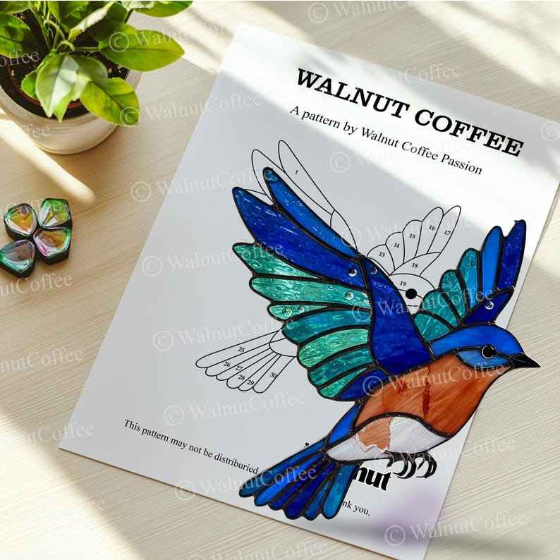 Eastern Bluebird Stained Glass Pattern: Colorful Suncatcher (PDF) - Etsy