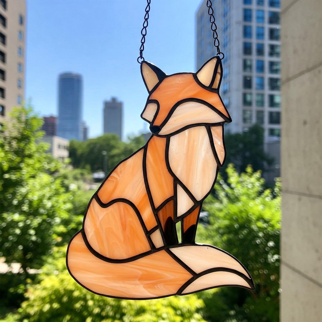 Fox Stained Glass Pattern, Cute Fox Stained Glass Suncatcher, Fox ...