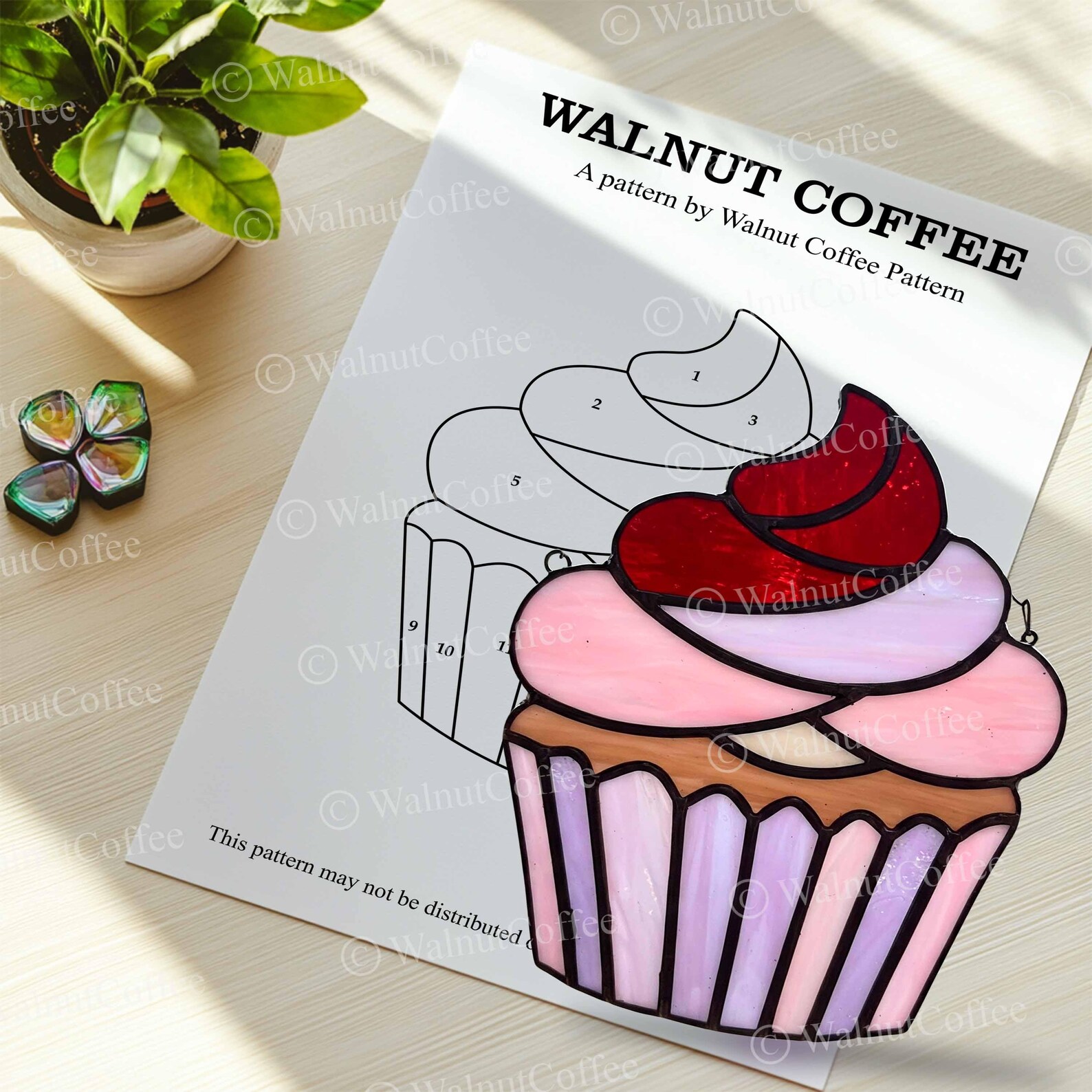 Cupcake Stained Glass Pattern, Dessert Decor (PDF) - Etsy
